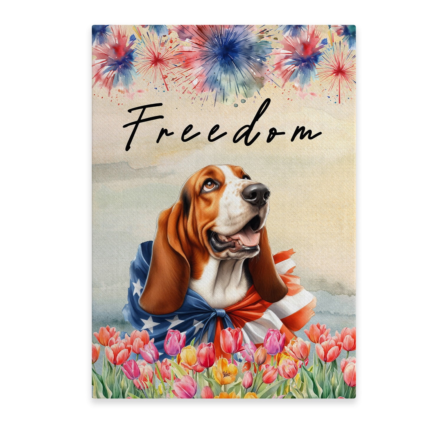 Freedom Basset Hound on Independence Day 4th of July Vertical Matte ...