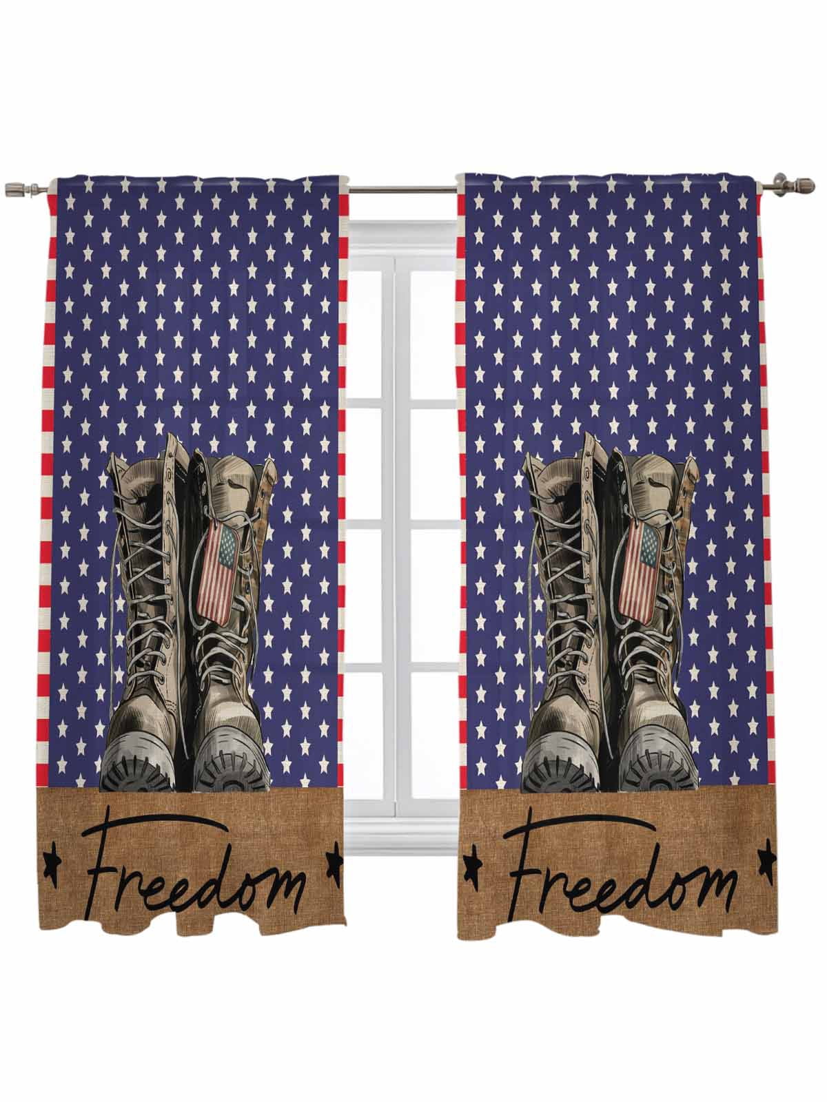 Freedom Boots Curtains 63 Inch Length, Sheer Curtains for Bedroom ...