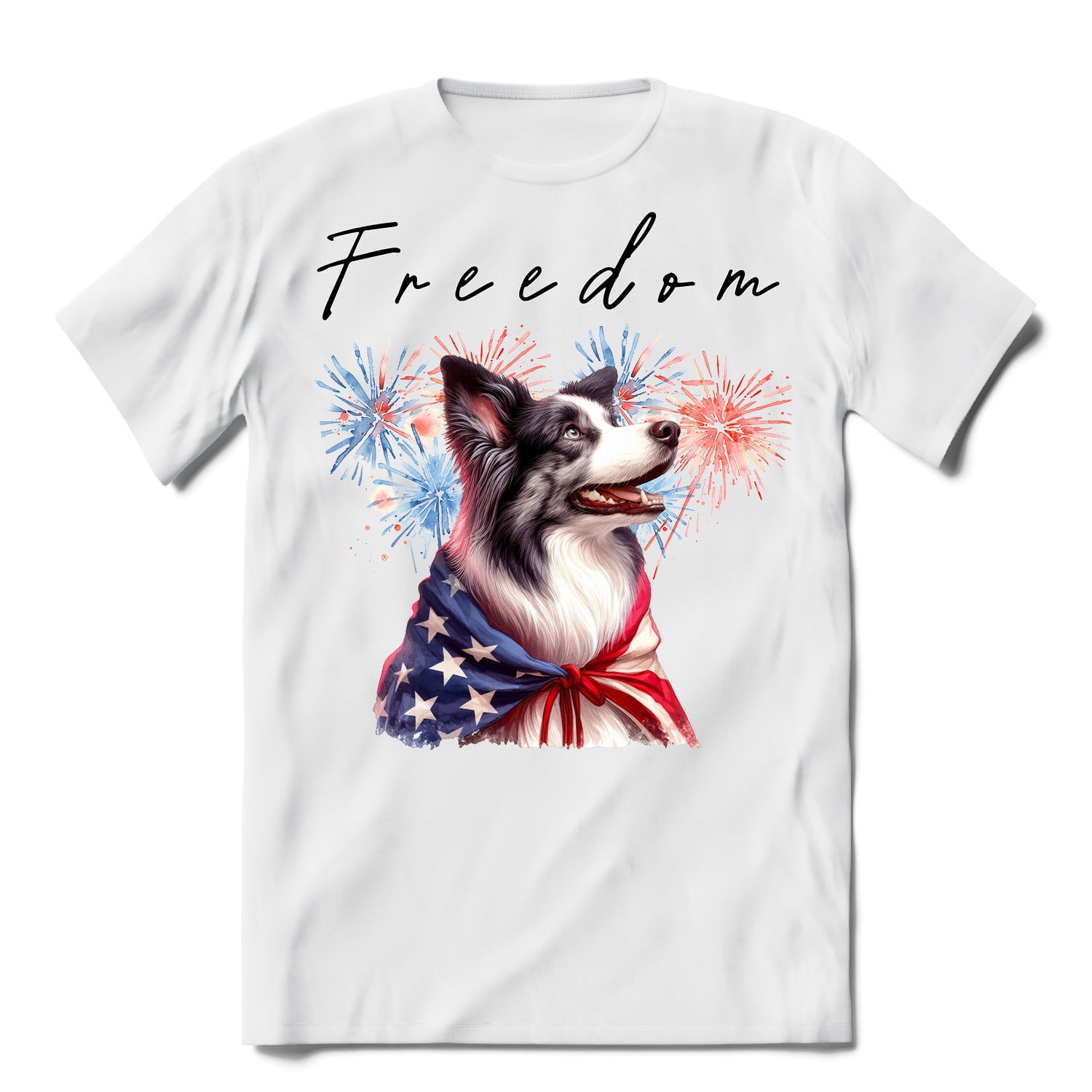 Freedom Border Collie on Independence Day 4th of July Shirt T-shirt ...