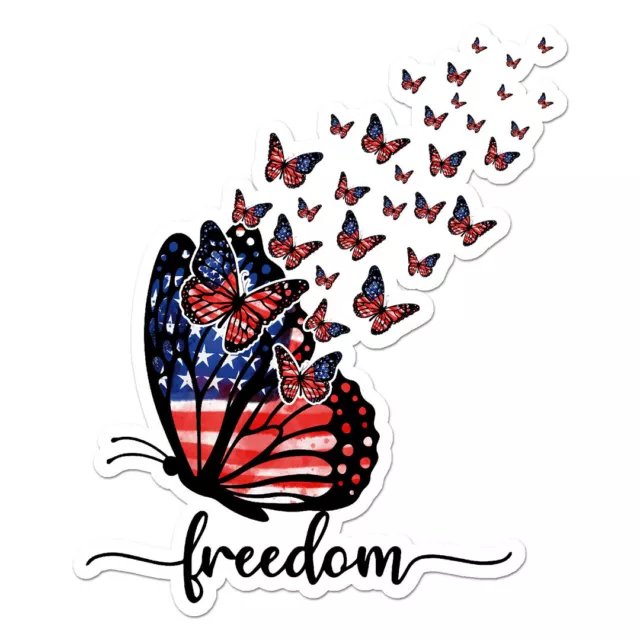 Freedom Butterfly Usa Flag Sticker Phone Decal Water Bottle Stickers ...