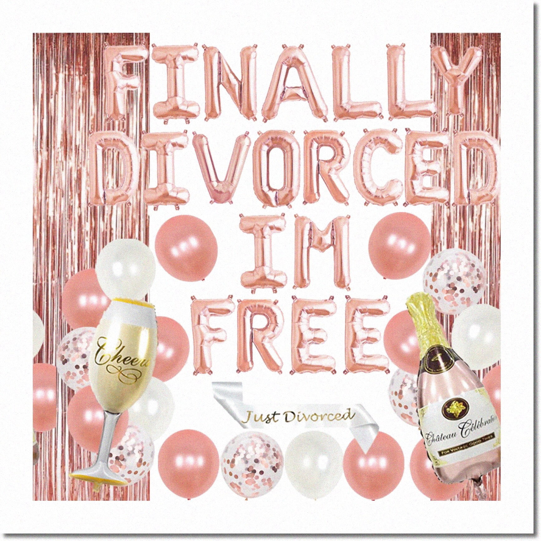 Freedom Celebration Kit: Rose Gold Divorce Party Decorations for Women ...