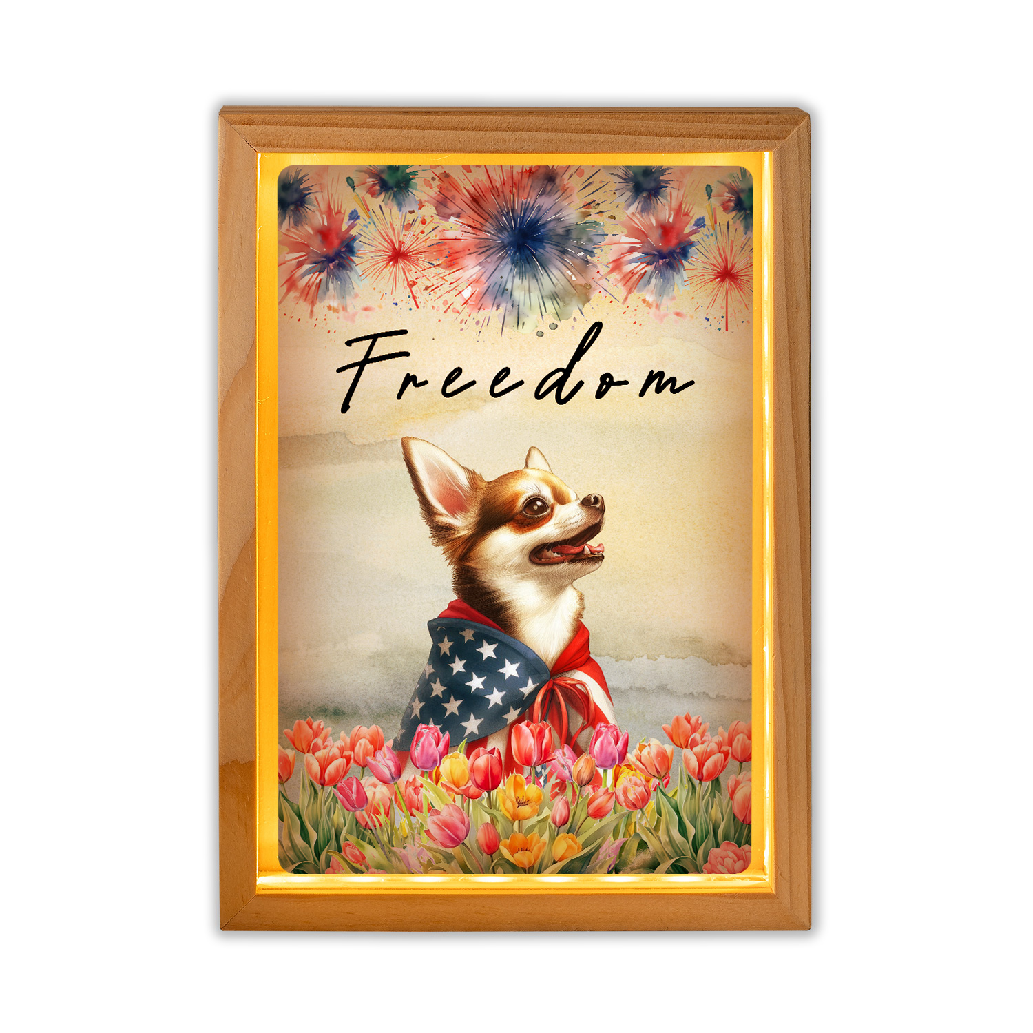 Freedom Chihuahua on Independence Day 4th of July Acrylic Plaque with ...