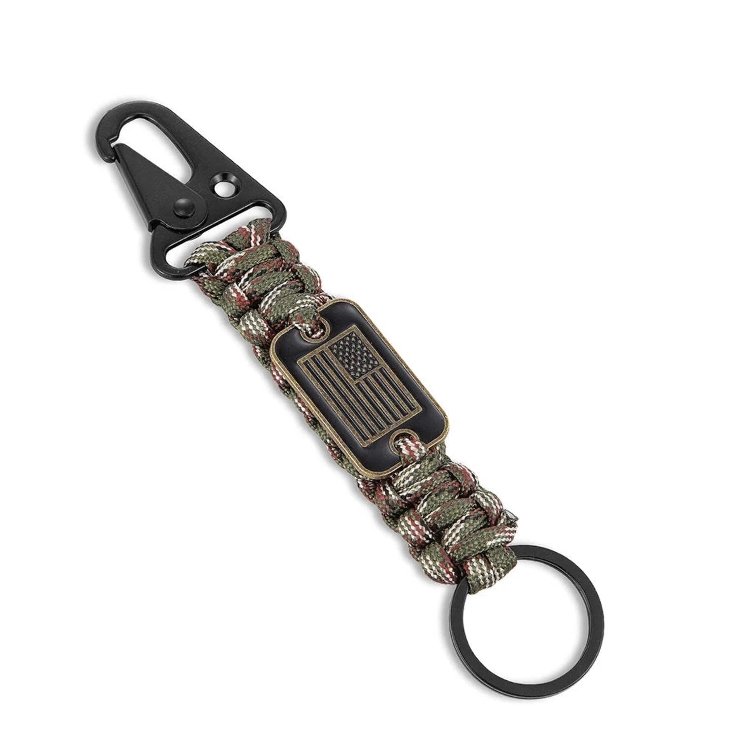 USA Flag Paracord Keychain Tactical Carabiner - Patriotic EDC Survival ...