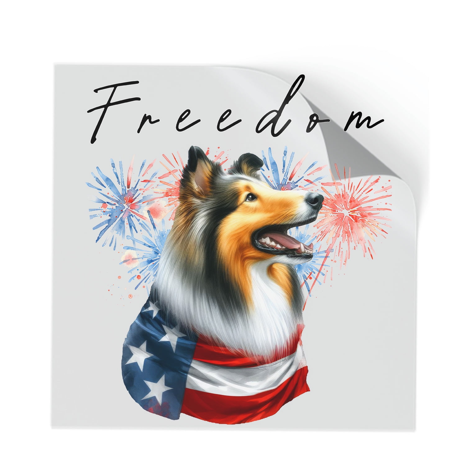 Freedom Collie on Independence Day 4th of July Cutout Transfer Sticker ...