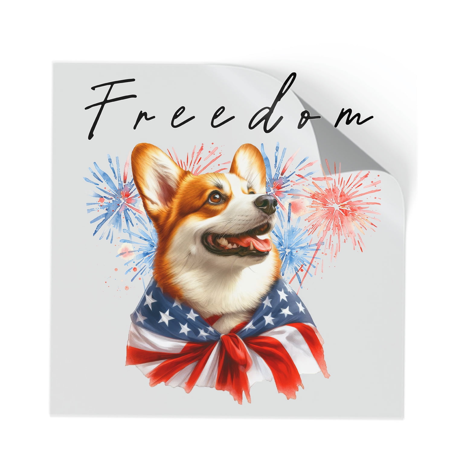 Freedom Corgi on Independence Day 4th of July Cutout Transfer Sticker ...