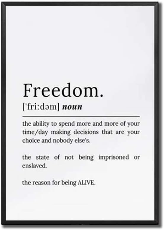 Freedom Definition Inspirational Wall Art Motivational Poster Home ...