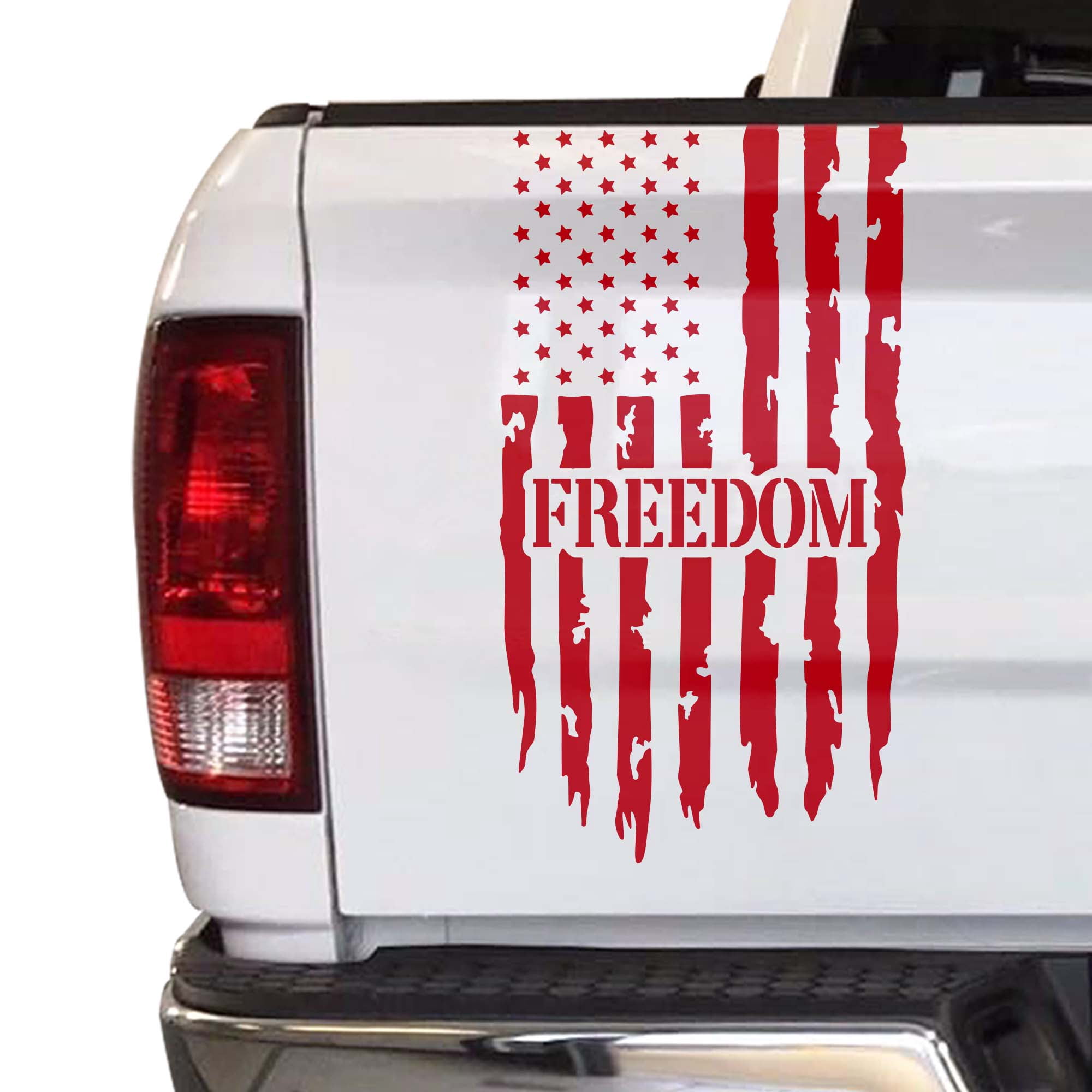 Freedom Distressed American USA US Flag Truck Tailgate Vinyl Decal ...