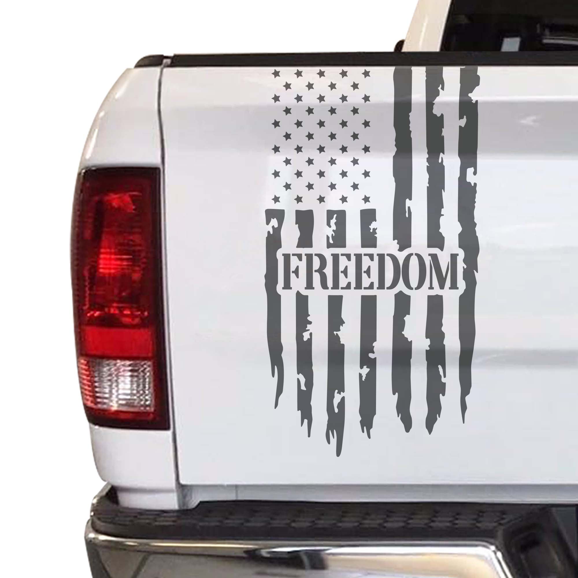 Freedom Distressed American USA US Flag Truck Tailgate Vinyl Decal ...