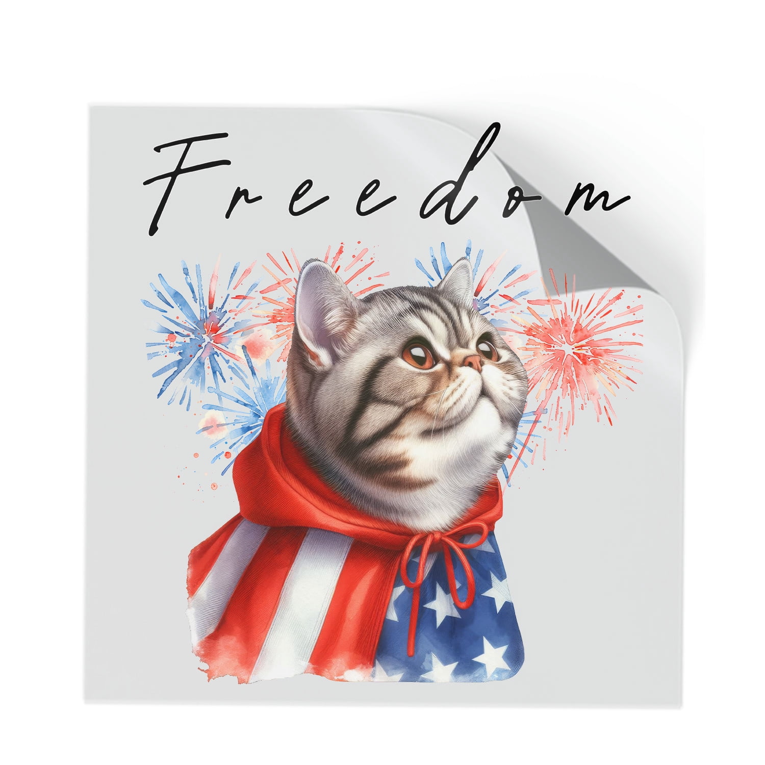 Freedom Exotic Shorthair on Independence Day 4th of July Cutout ...