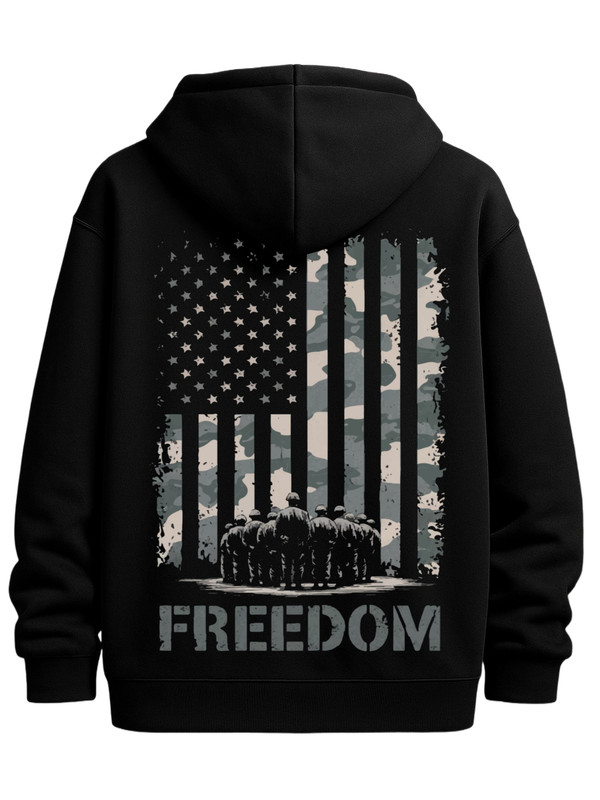 Freedom Flag Hoodie sweatshirt Veteran men's polyester black Everyday ...
