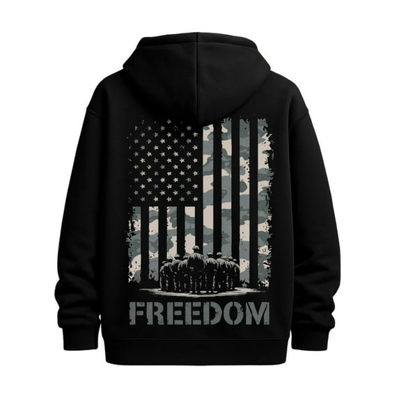 Freedom Flag Hoodie sweatshirt Veteran men's polyester black Everyday ...