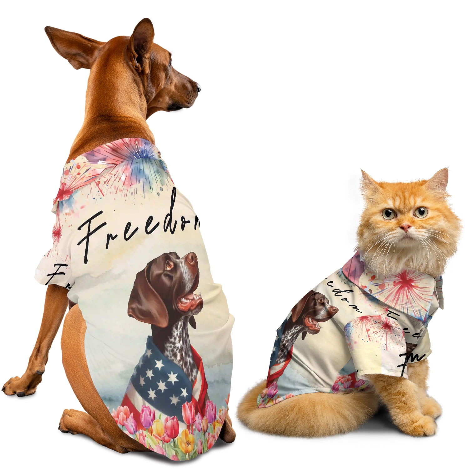Freedom German Shorthaired Pointer on Independence Day 4th of July Hawaiian Summer Shirt for ...