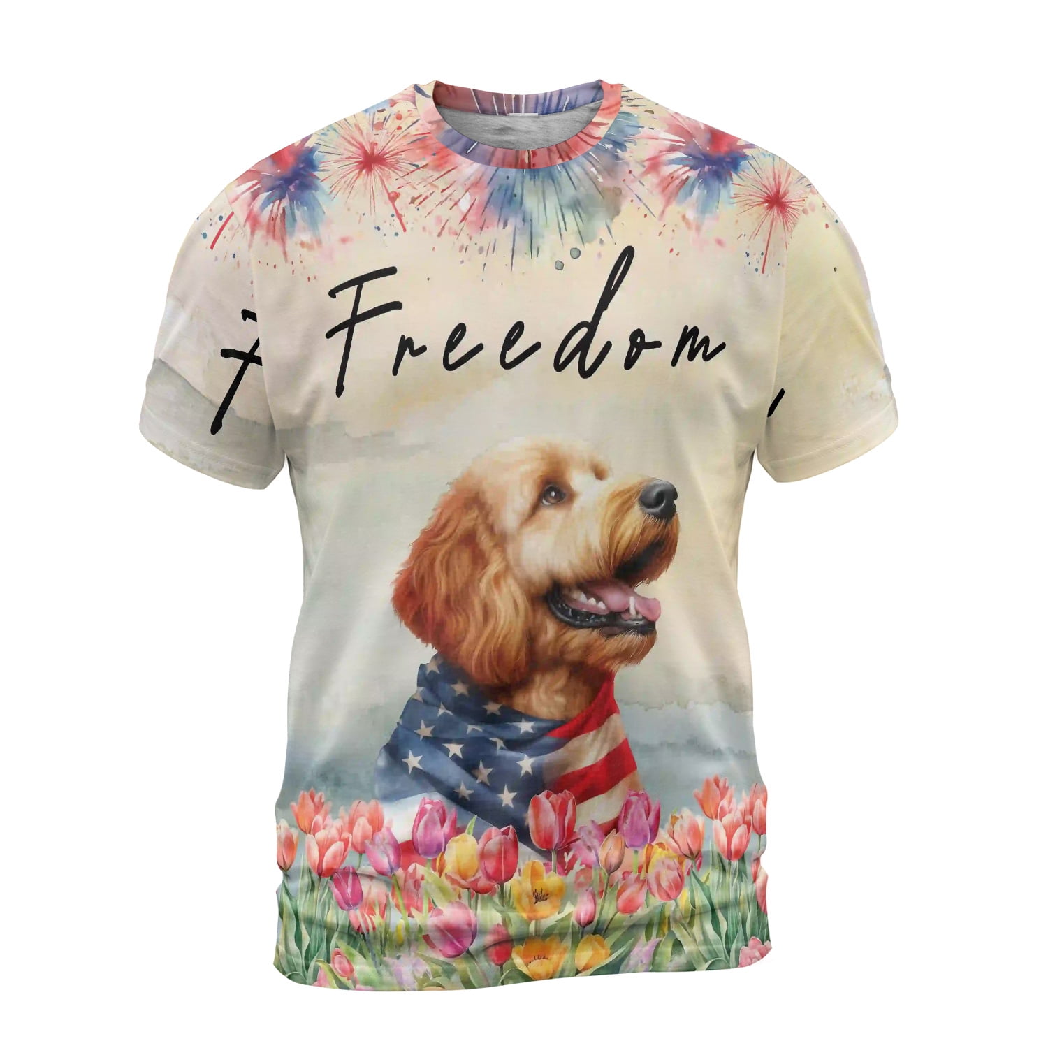 Freedom Goldendoodle on Independence Day 4th of July All Over Print 3D ...