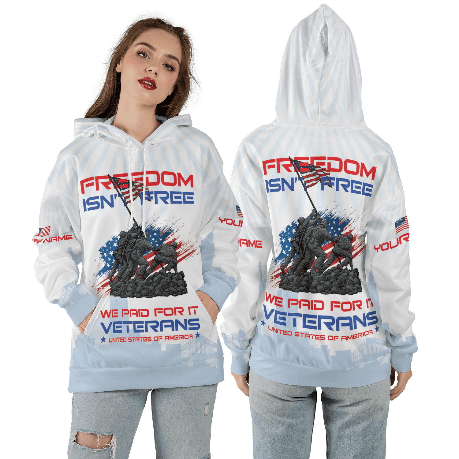 Freedom Isn’t Free Veterans Custom 3D Hoodie, Patriotic Veteran US Flag ...