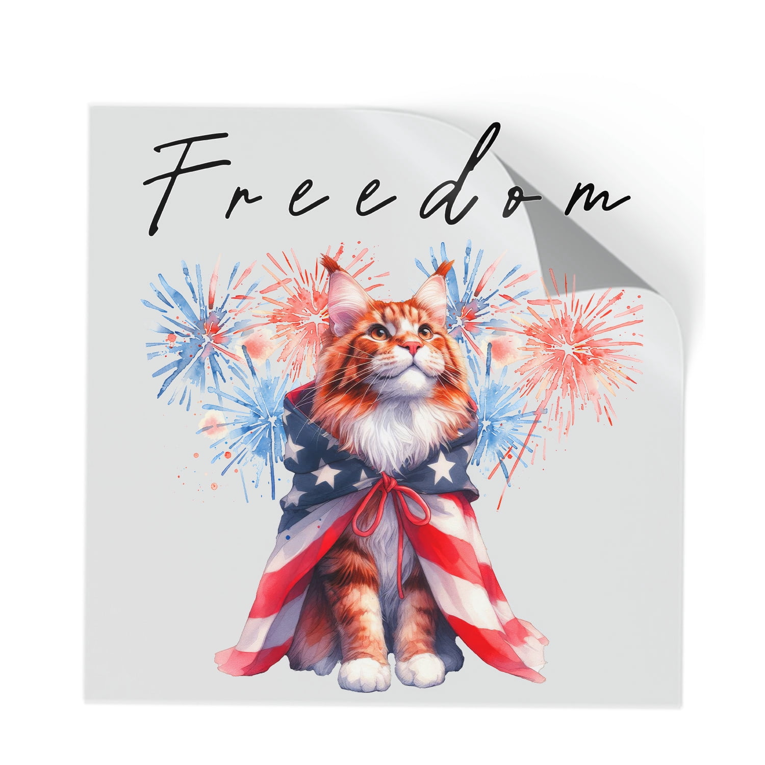 Freedom Maine Coon on Independence Day 4th of July Cutout Transfer ...