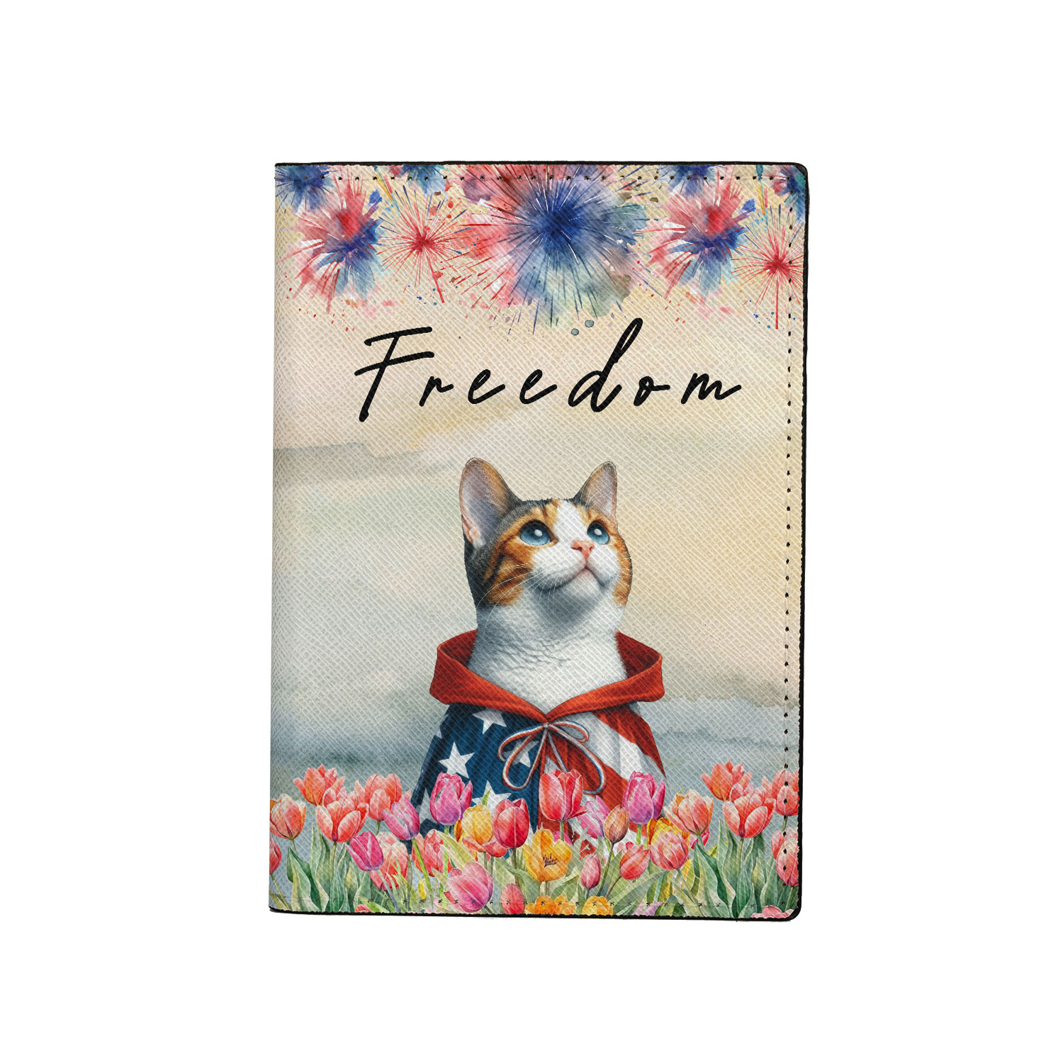 Freedom Manx on Independence Day 4th of July Travel Passport Wallet Cat ...