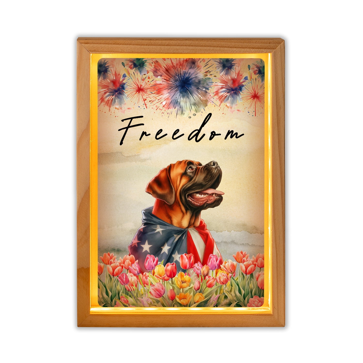 Freedom Mastiff on Independence Day 4th of July Acrylic Plaque with ...