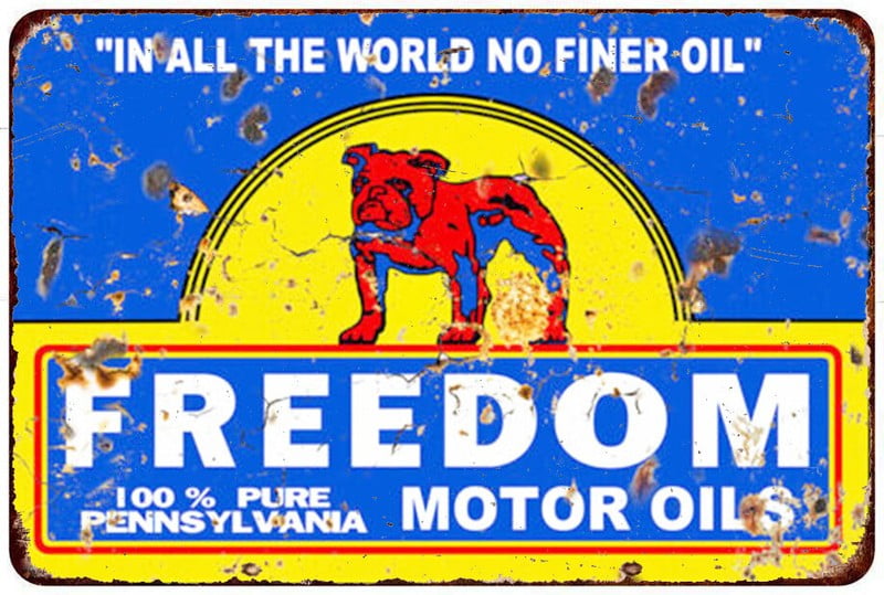 Freedom Motor Oils Vintage Look Reproduction Metal sign gas station man ...