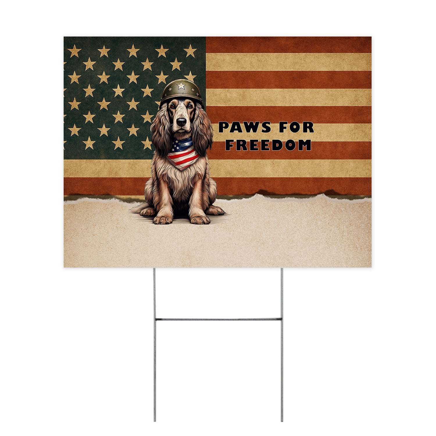 Freedom Paws Patriotic Afghan Hound Vintage Memorial Day Yard Sign Dog ...
