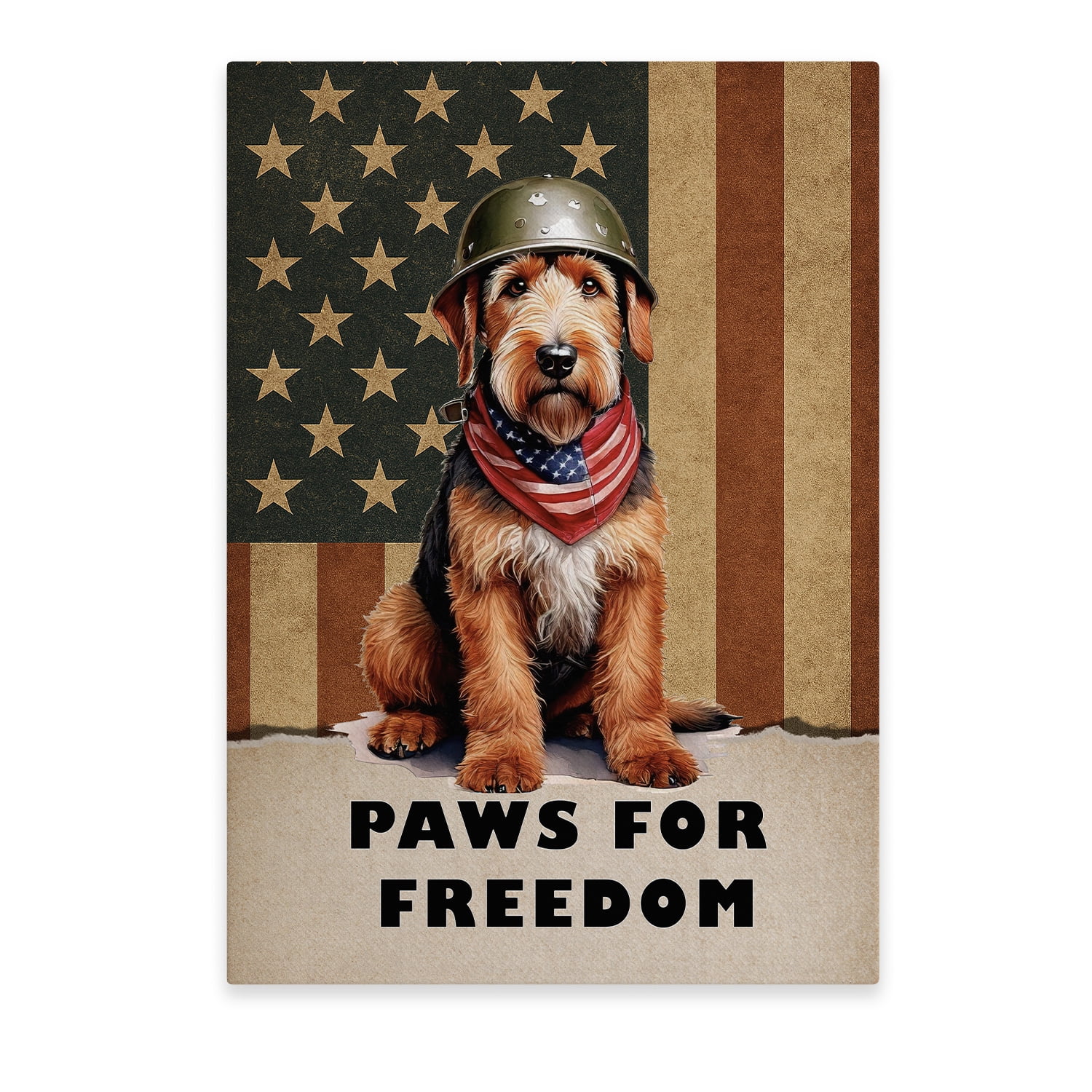 Freedom Paws Patriotic Airedale Terrier Vintage Memorial Day Vertical ...