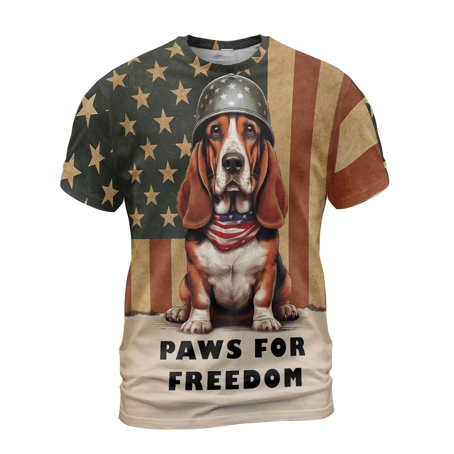 Freedom Paws Patriotic Basset Hound Vintage Memorial Day All Over Print ...
