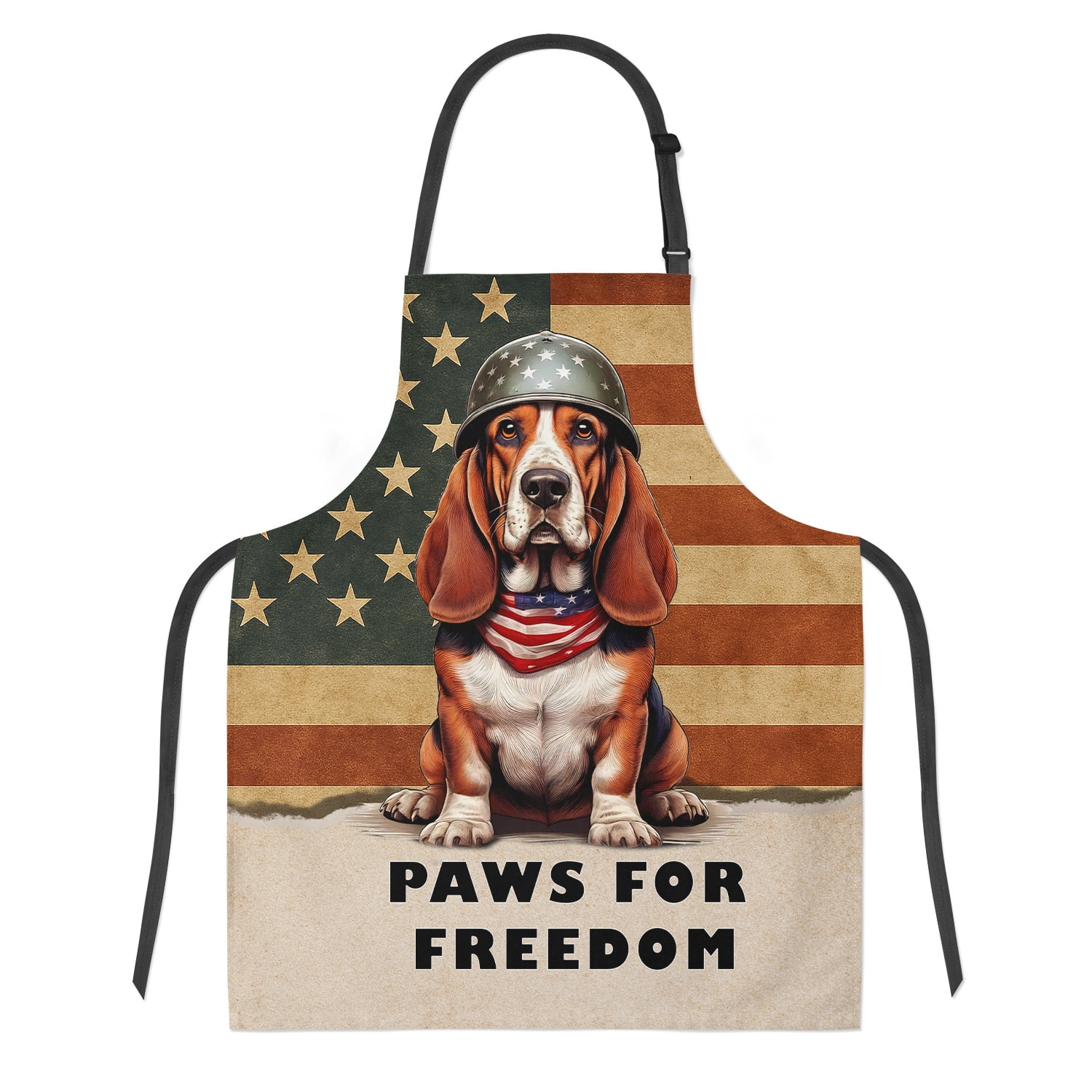 Freedom Paws Patriotic Basset Hound Vintage Memorial Day Apron Bassets ...