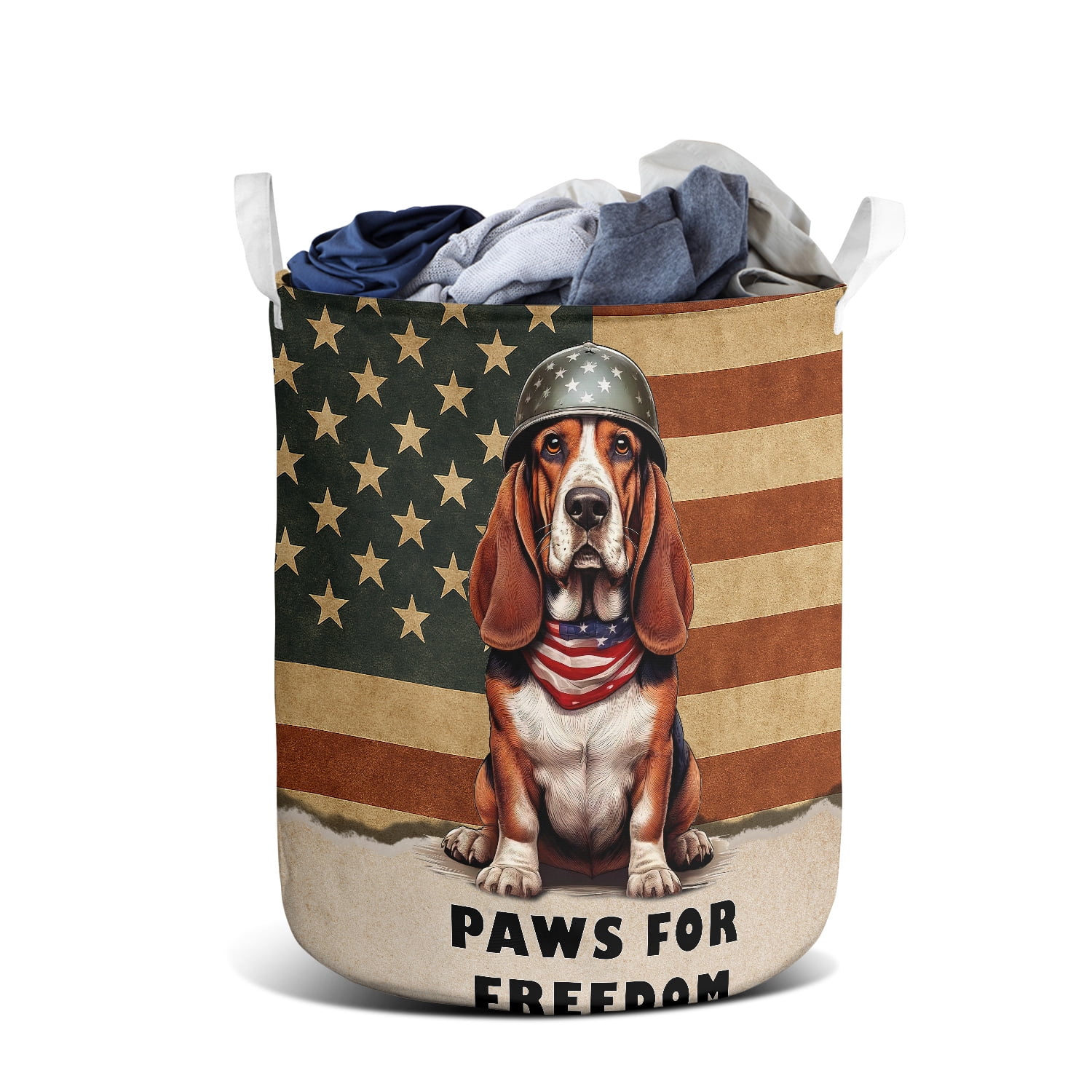 Freedom Paws Patriotic Basset Hound Vintage Memorial Day Foldable ...