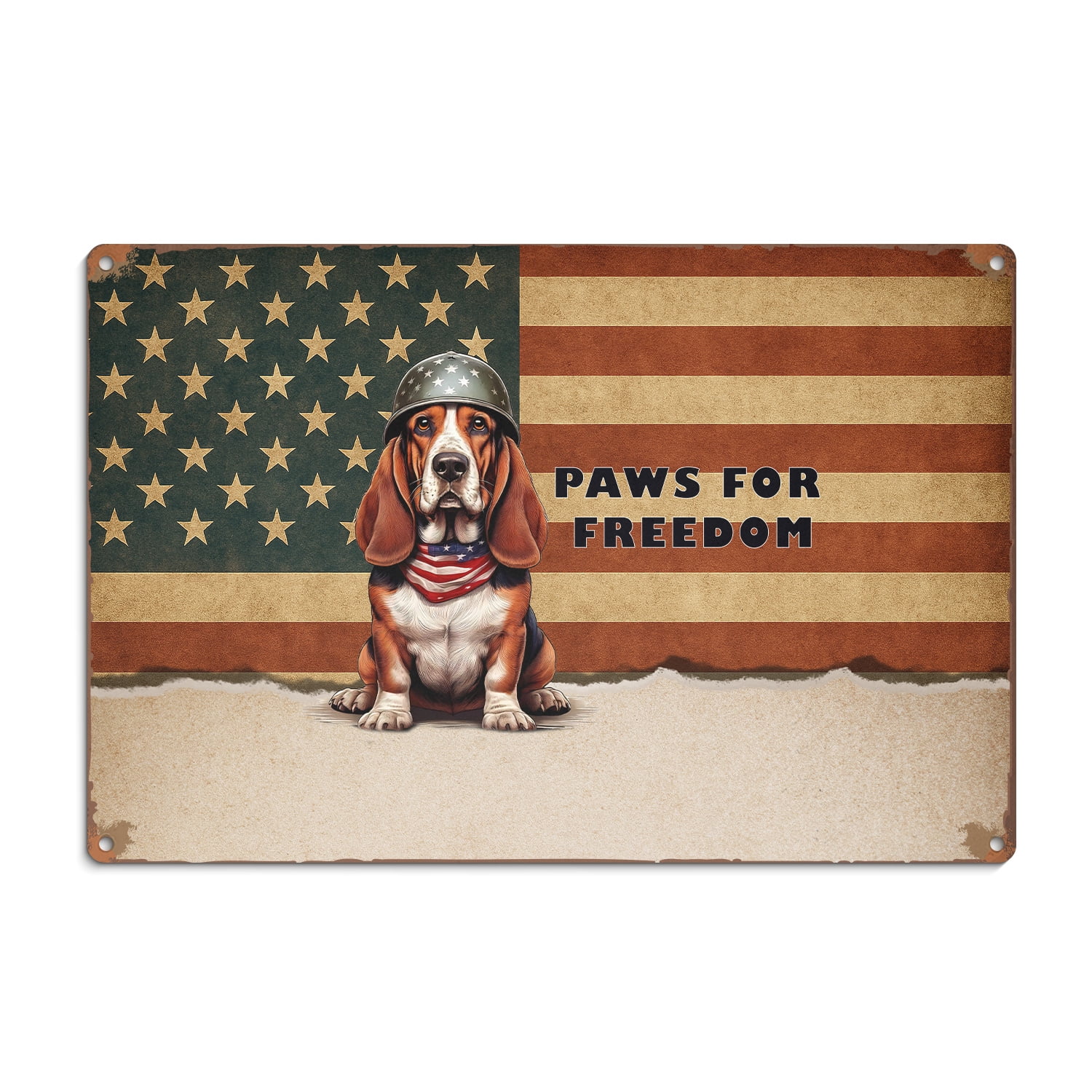 Freedom Paws Patriotic Basset Hound Vintage Memorial Day Horizontal ...