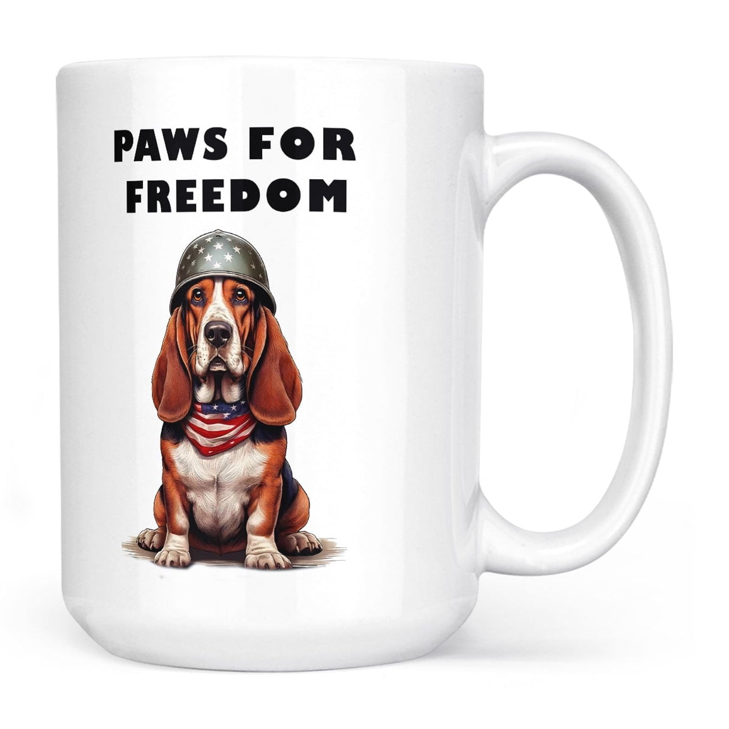 Freedom Paws Patriotic Basset Hound Vintage Memorial Day Mug Bassets ...