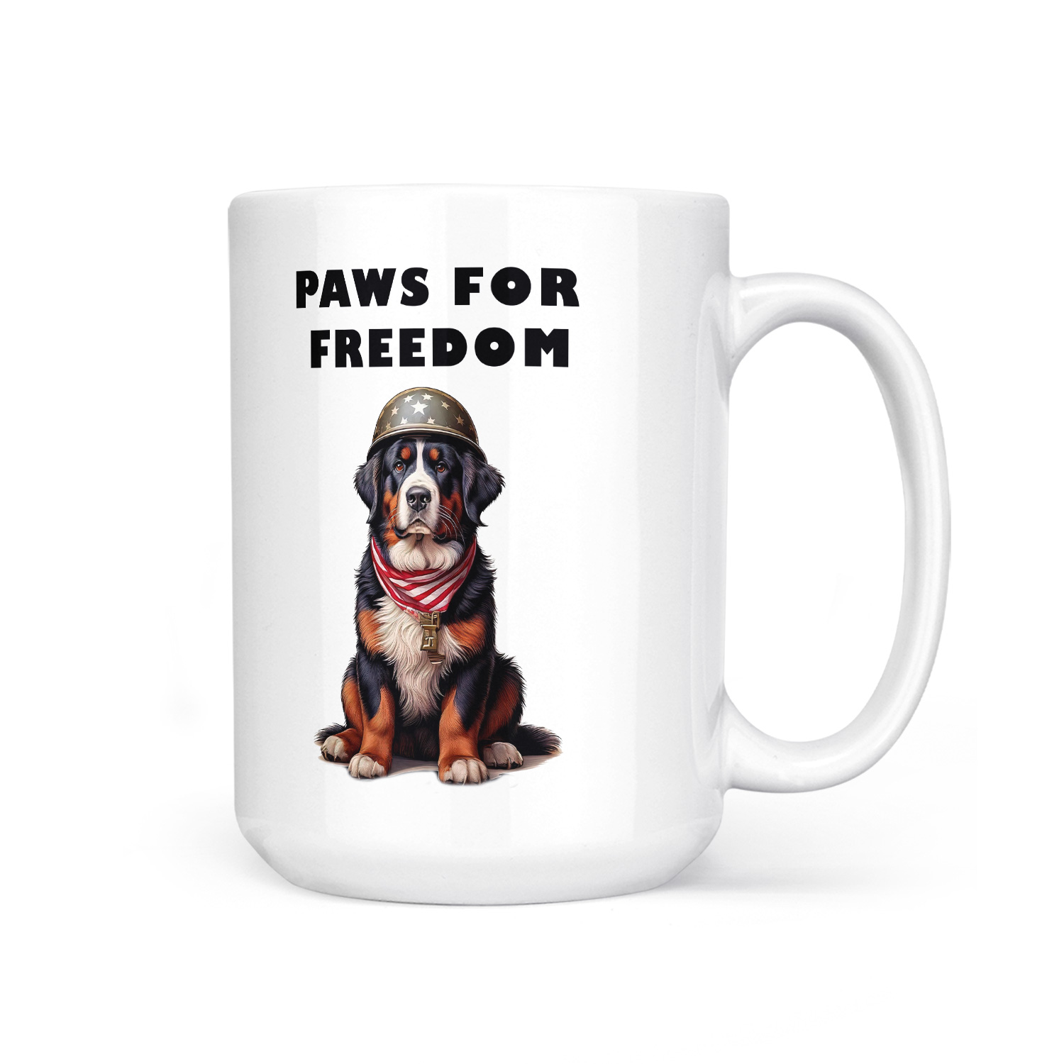 Freedom Paws Patriotic Bernese Mountain Dog Vintage Memorial Day Mug ...