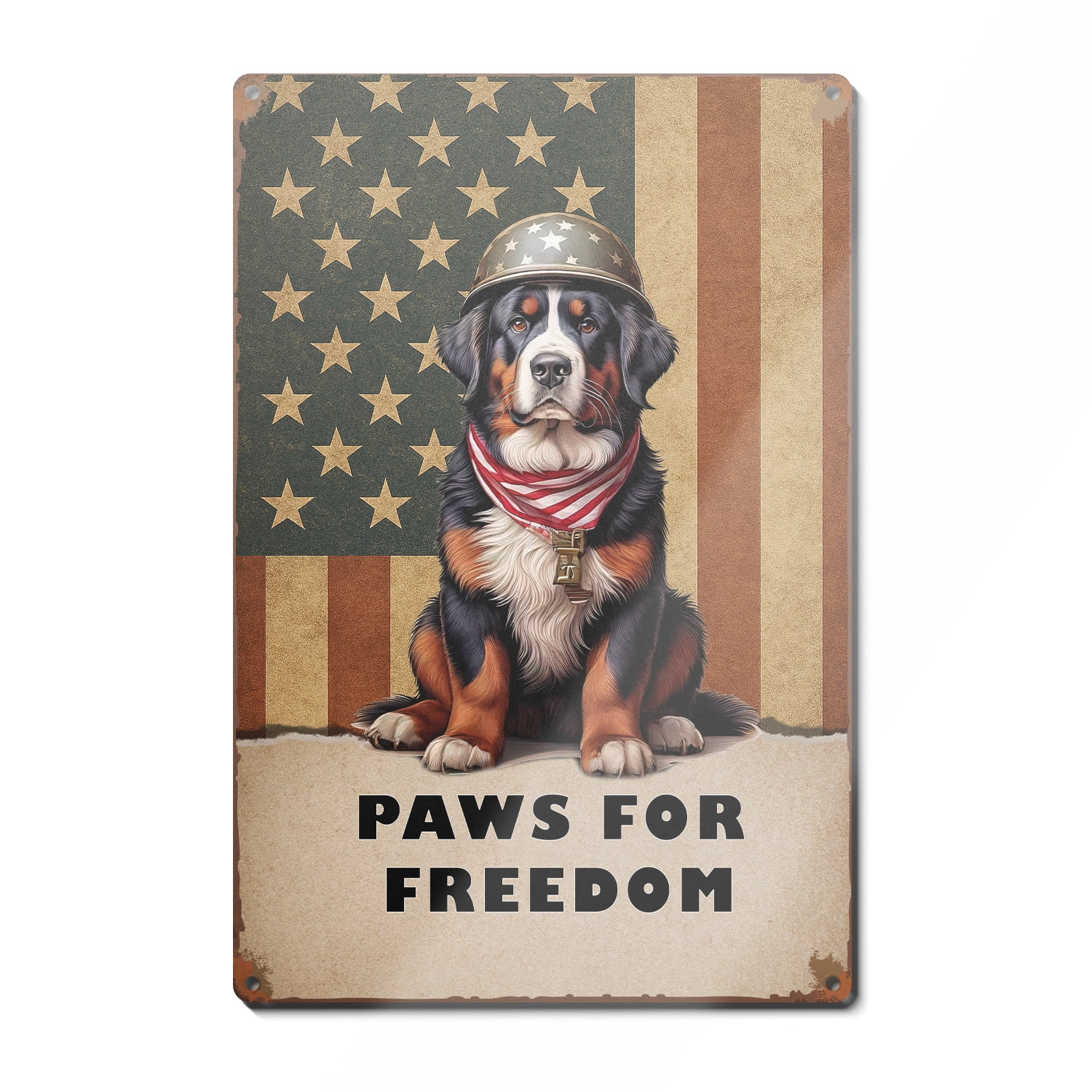 Freedom Paws Patriotic Bernese Mountain Dog Vintage Memorial Day ...