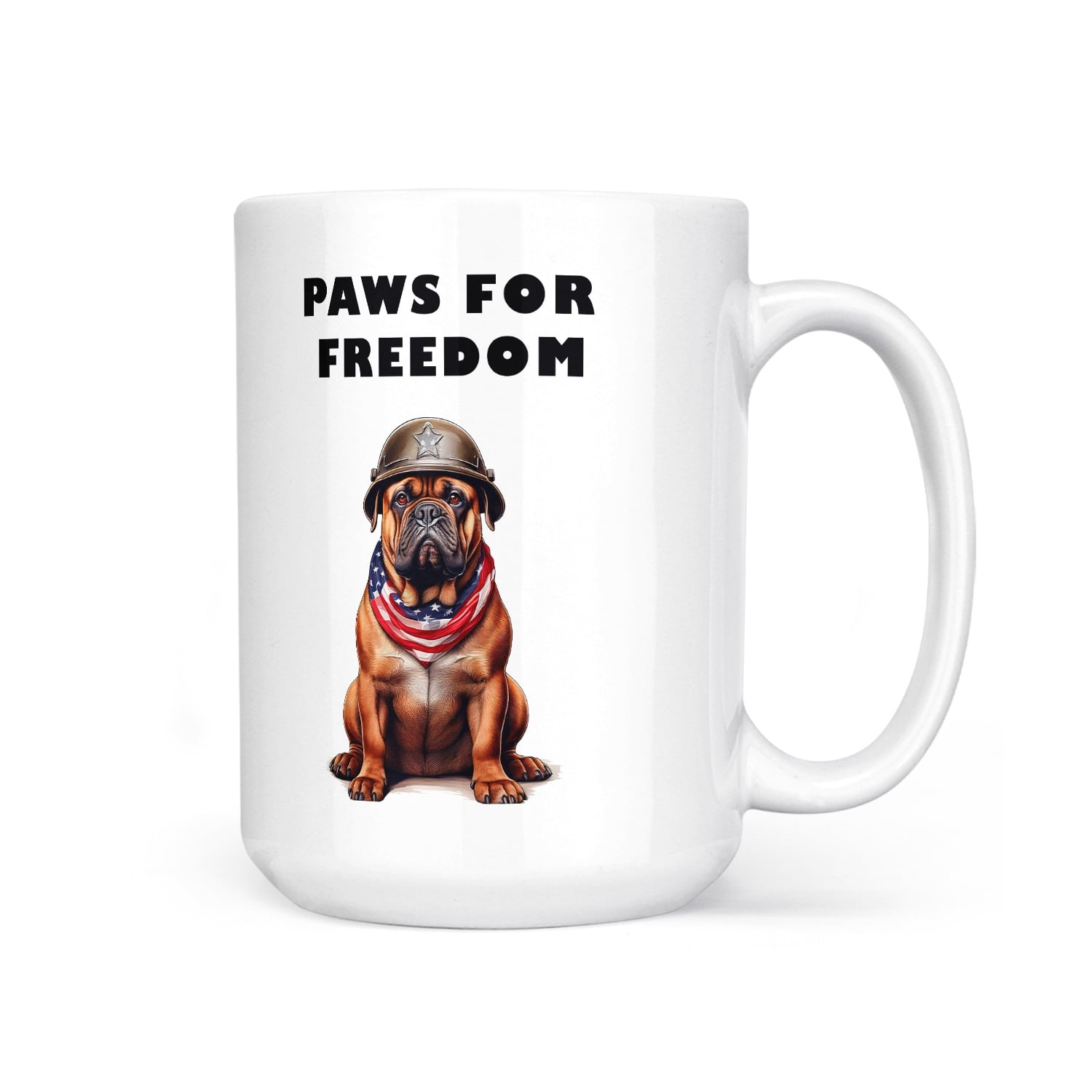 Freedom Paws Patriotic Bullmastiff Vintage Memorial Day Mug Dog Lover ...