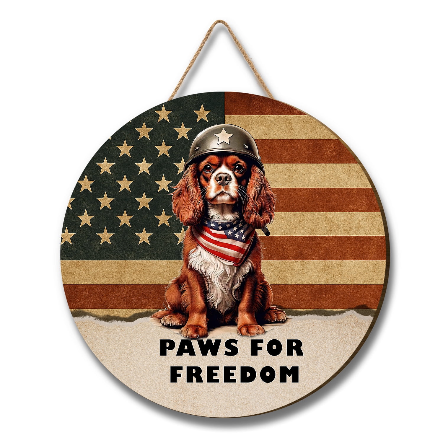 Freedom Paws Patriotic Cavalier King Charles Spaniel Vintage Memorial ...