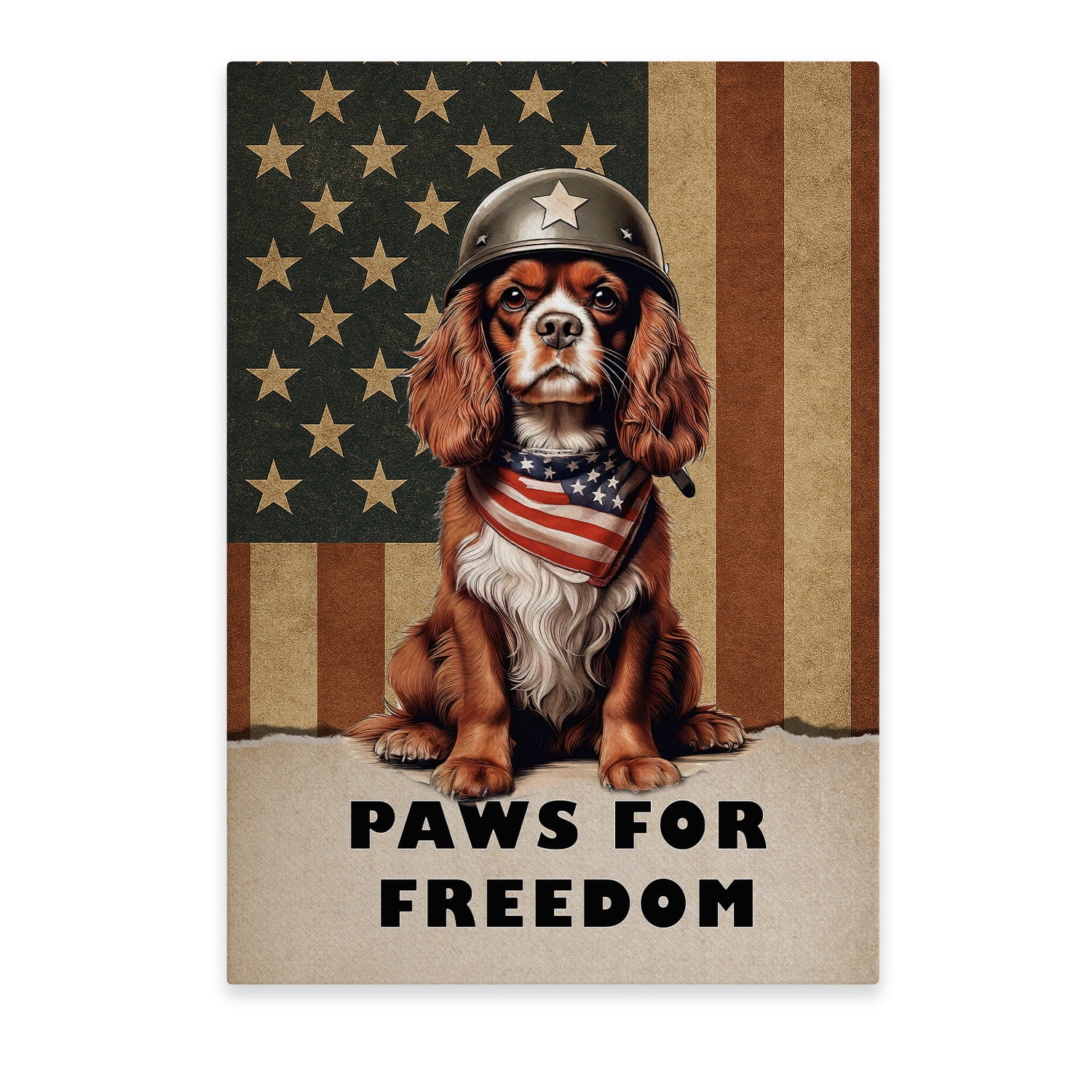 Freedom Paws Patriotic Cavalier King Charles Spaniel Vintage Memorial ...