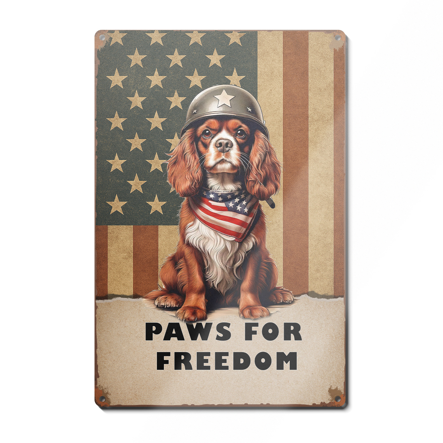 Freedom Paws Patriotic Cavalier King Charles Spaniel Vintage Memorial ...