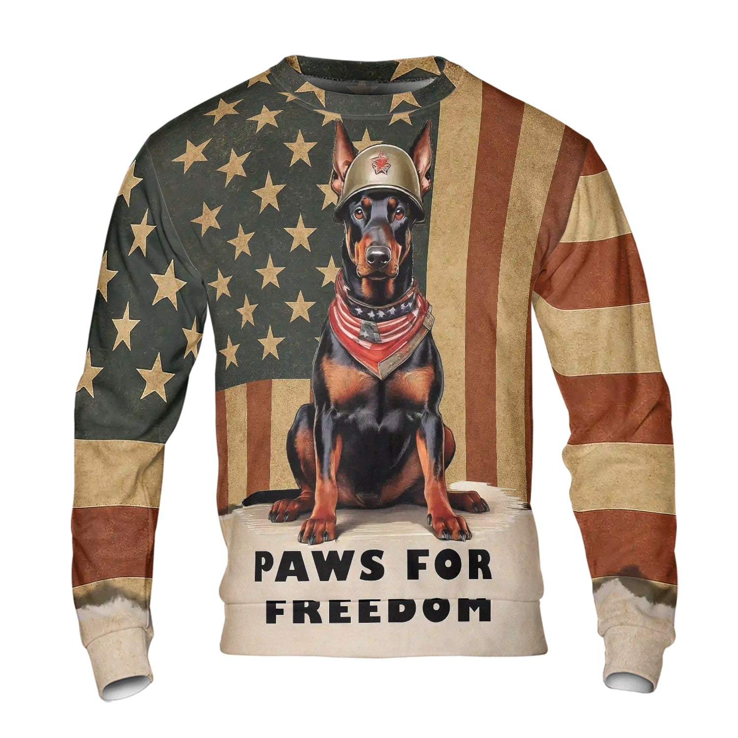 Freedom Paws Patriotic Doberman Pinscher Vintage Memorial Day All Over ...