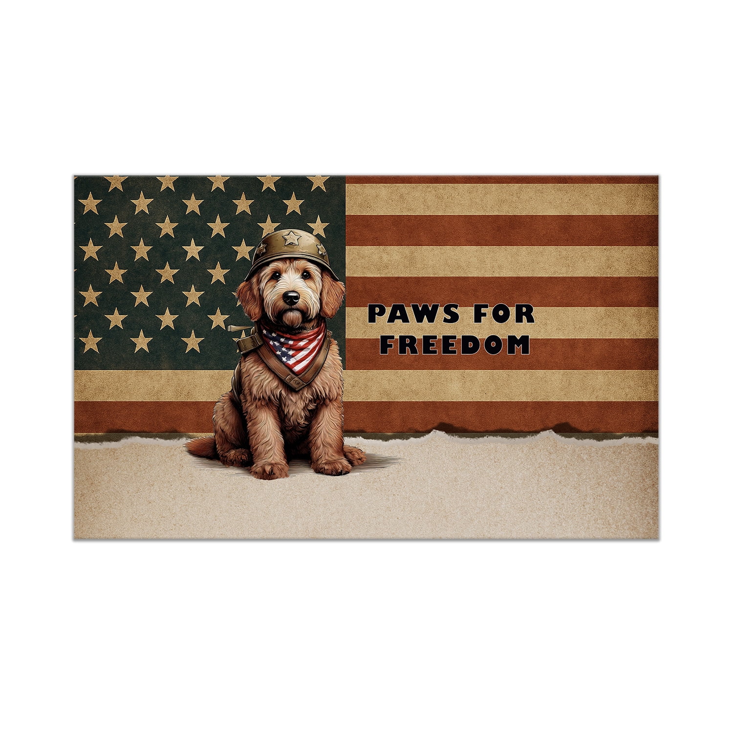 Freedom Paws Patriotic Goldendoodle Vintage Memorial Day Doormat Doodle ...