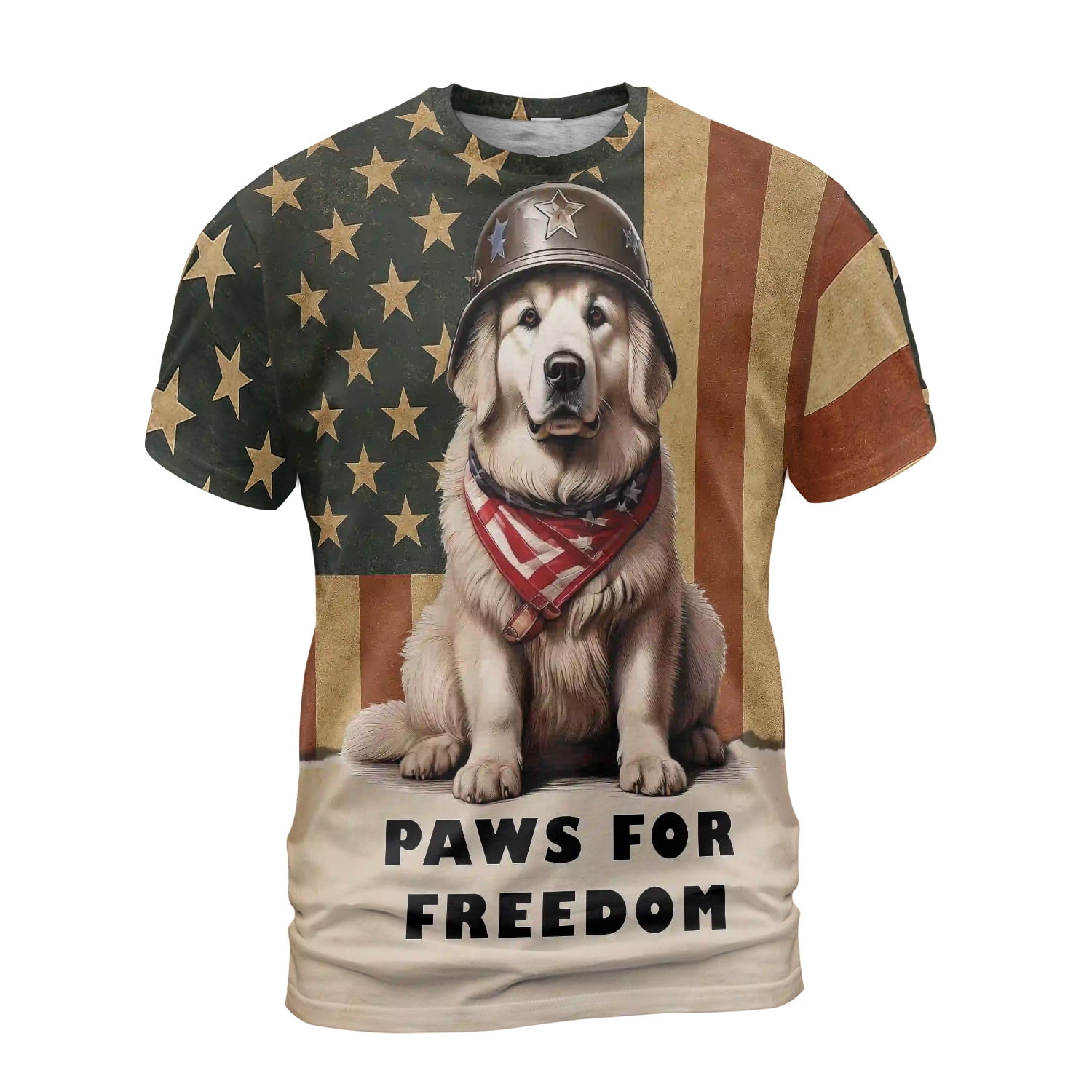 Freedom Paws Patriotic Great Pyrenees Vintage Memorial Day All Over ...
