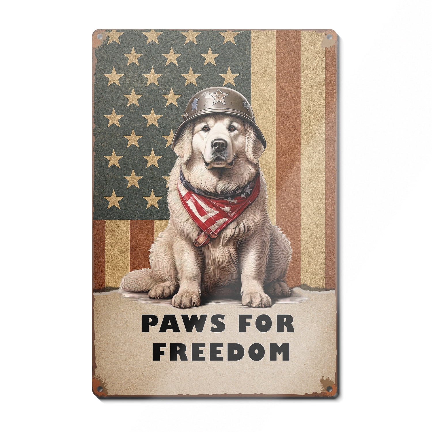 Freedom Paws Patriotic Great Pyrenees Vintage Memorial Day Vertical ...
