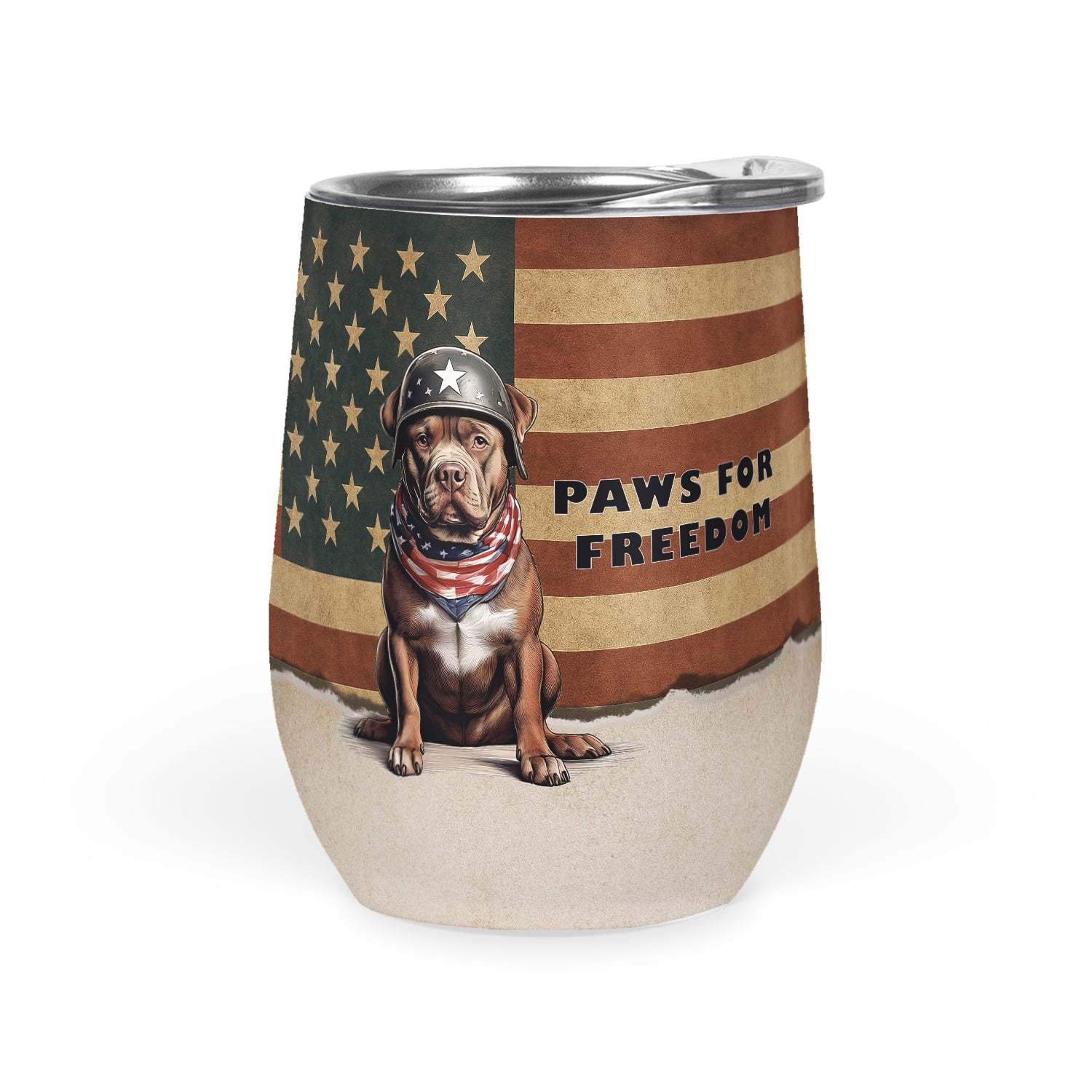 Freedom Paws Patriotic Pitbull Vintage Memorial Day 12oz Stainless ...