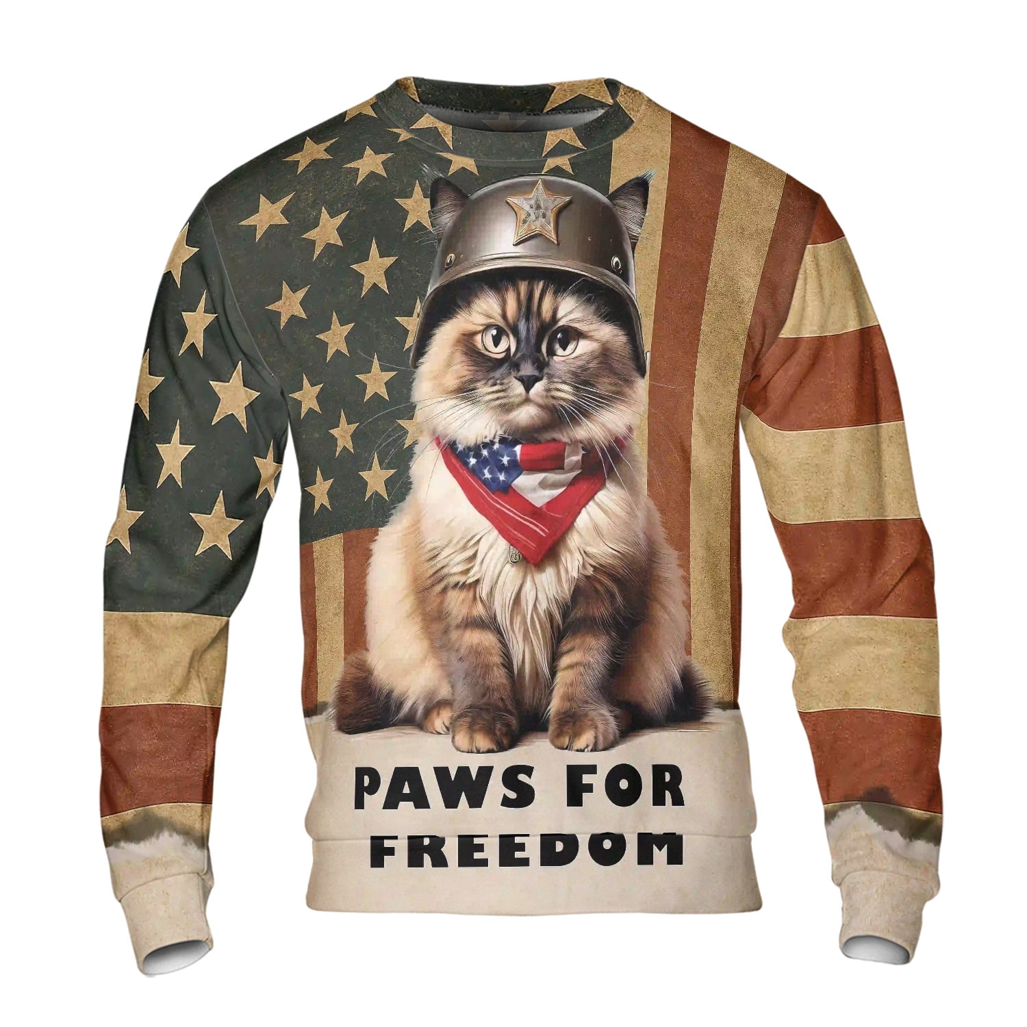 Freedom Paws Patriotic Ragdoll Vintage Memorial Day All Over Print 3D Sweatshirt Unisex Merch ...