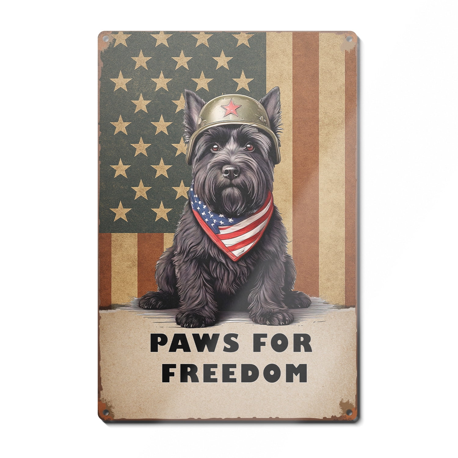 Freedom Paws Patriotic Scottish Terrier Vintage Memorial Day Vertical ...