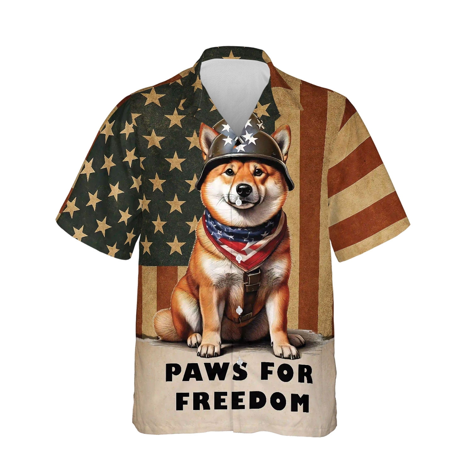 Freedom Paws Patriotic Shiba Inu Vintage Memorial Day Hawaiian Shirt ...