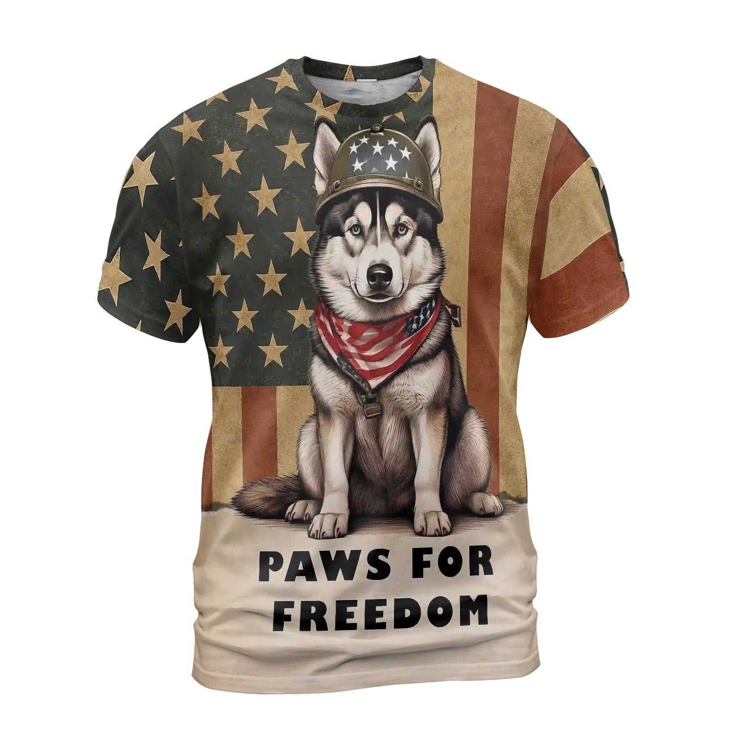 Freedom Paws Patriotic Siberian Husky Vintage Memorial Day All Over ...