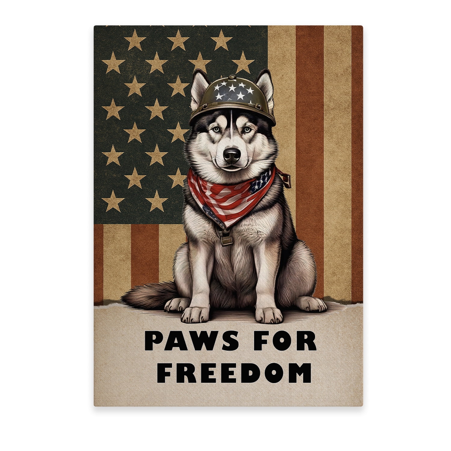 Freedom Paws Patriotic Siberian Husky Vintage Memorial Day Vertical ...