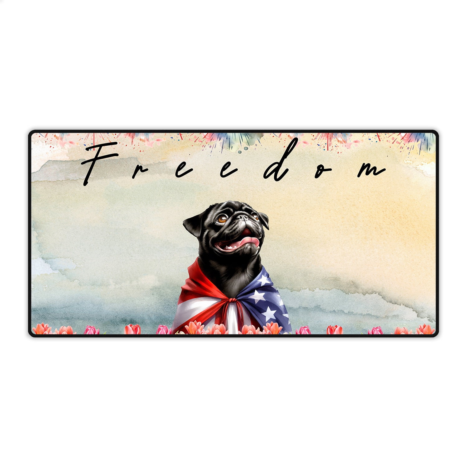 Freedom Pug on Independence Day 4th of July Desk Mat Full Keyboard ...