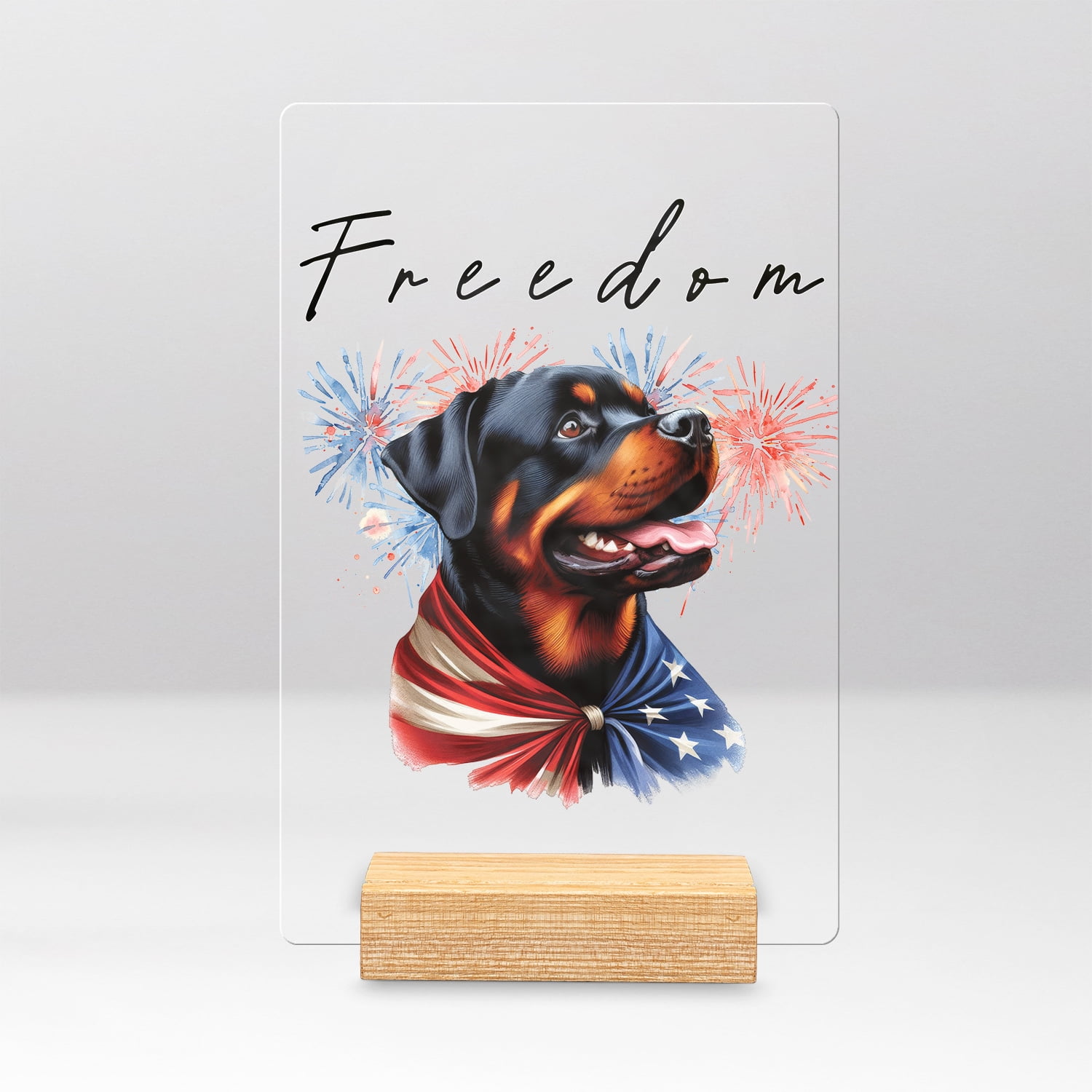 Freedom Rottweiler on Independence Day 4th of July Acrylic Plaque Sign ...