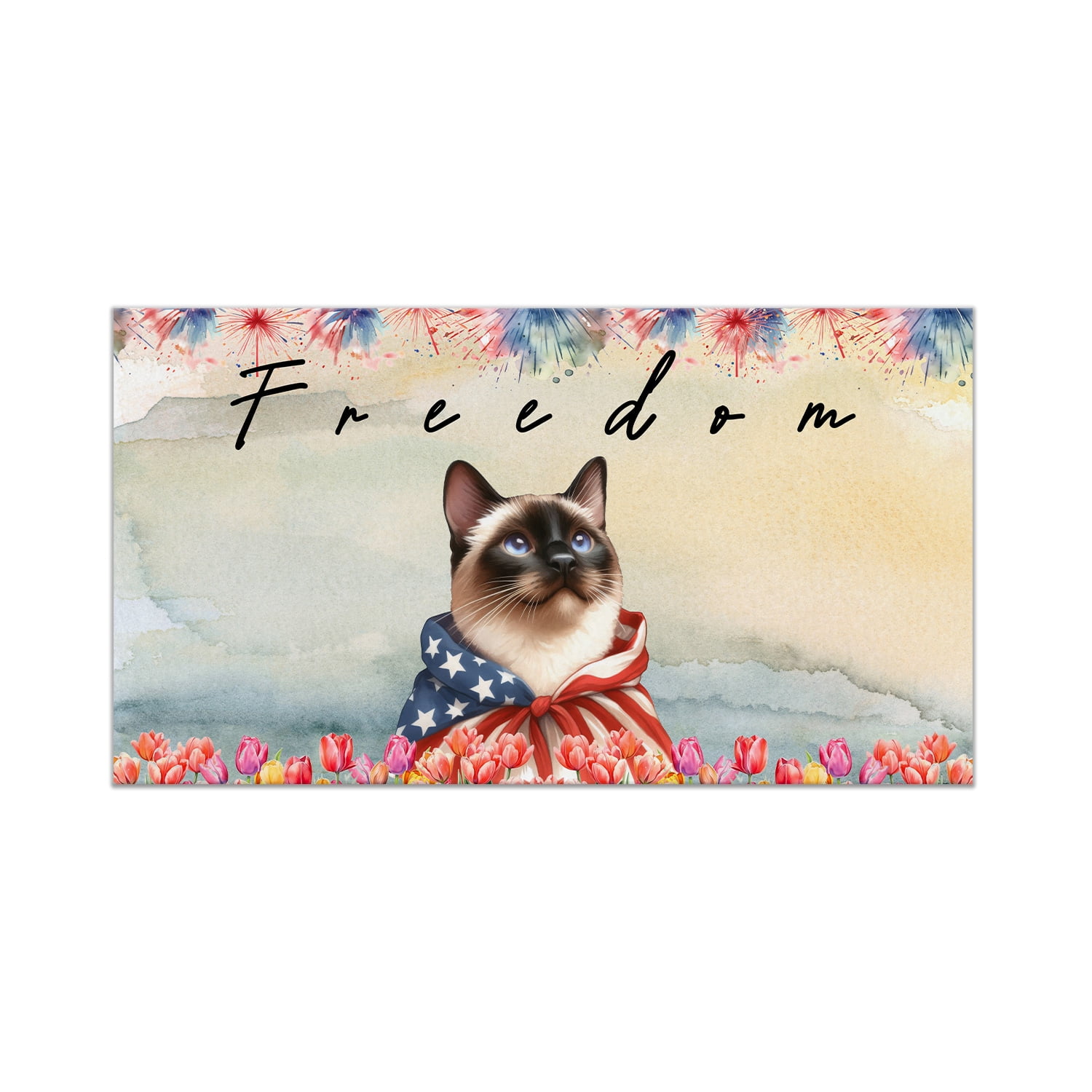 Freedom Siamese on Independence Day 4th of July Doormat Cat Lover ...