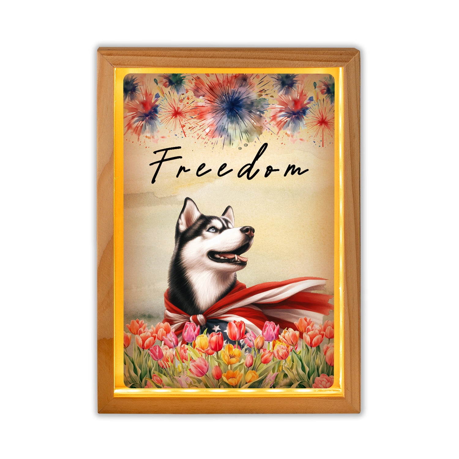 Freedom Siberian Husky on Independence Day 4th of July Acrylic Plaque ...