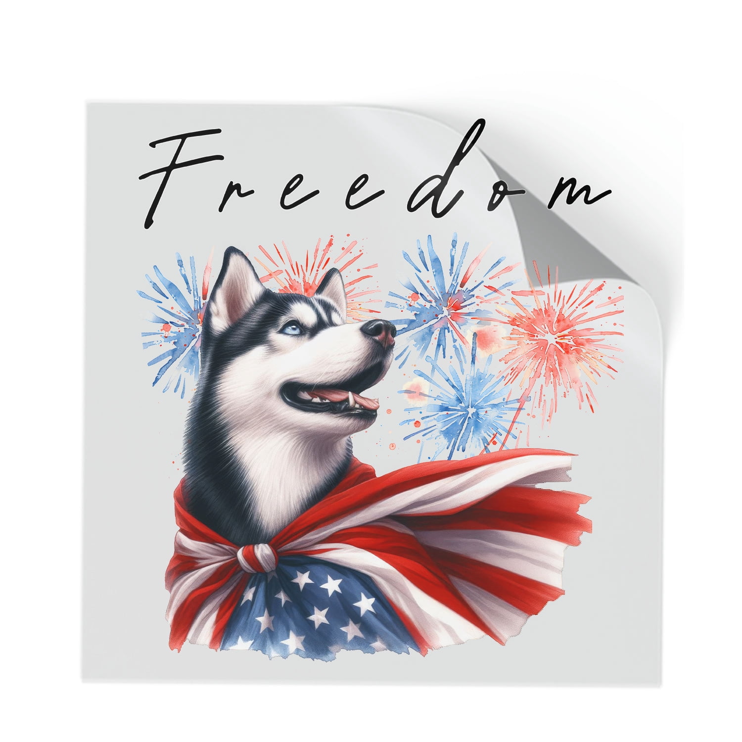 Freedom Siberian Husky on Independence Day 4th of July Cutout Transfer ...